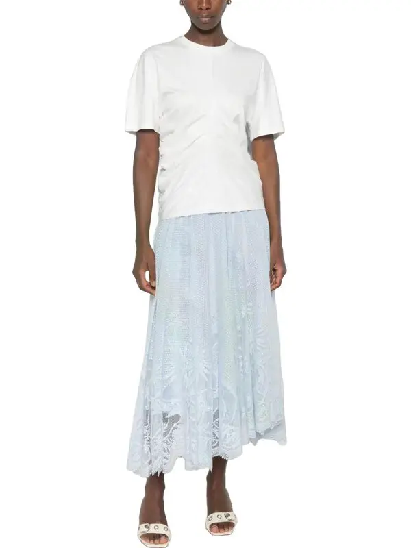 Fabiana Filippi Lace-trimmed Pleated Midi Skirt - Blue