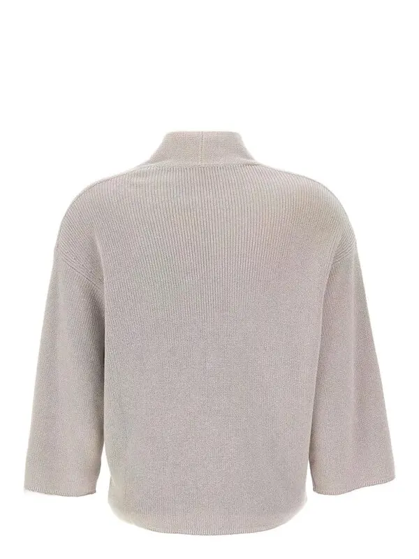 KANGRA Ribbed Fringed-trim Cardigan - Neutrals