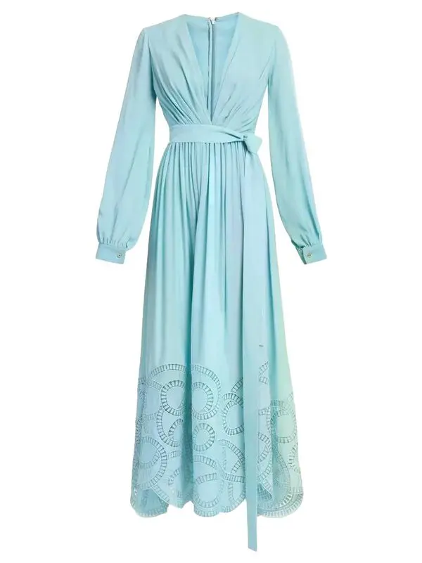 Elie Saab Midi Dress With Macramé Detailing - Blue