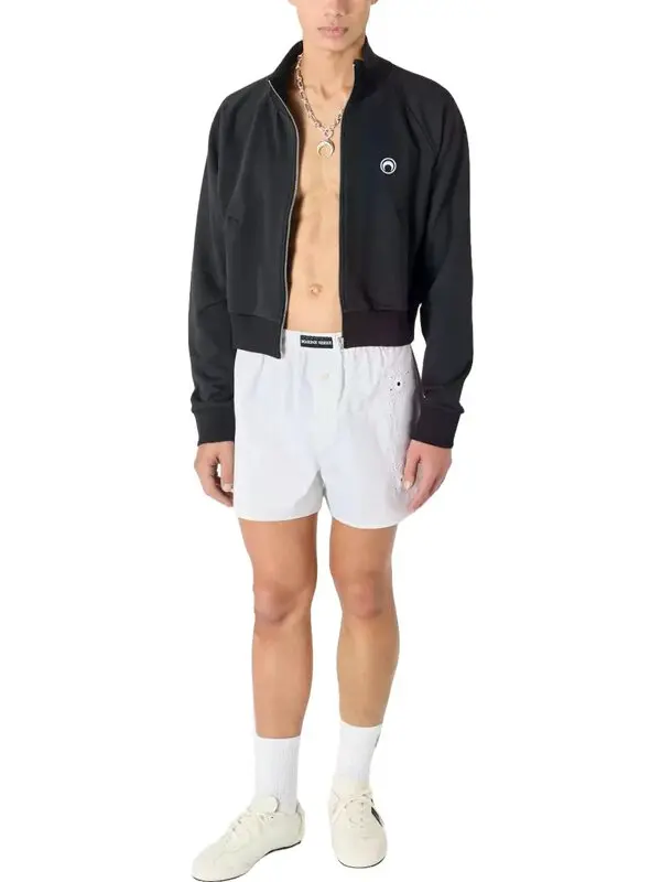 MARINE SERRE Organic Cotton Moon Logo Zipped Sweatshirt - Black