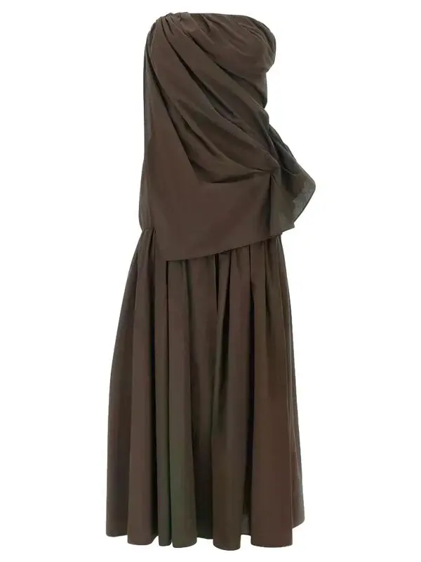 THE GARMENT Bazaar Drape Strapless Midi Dress - Brown