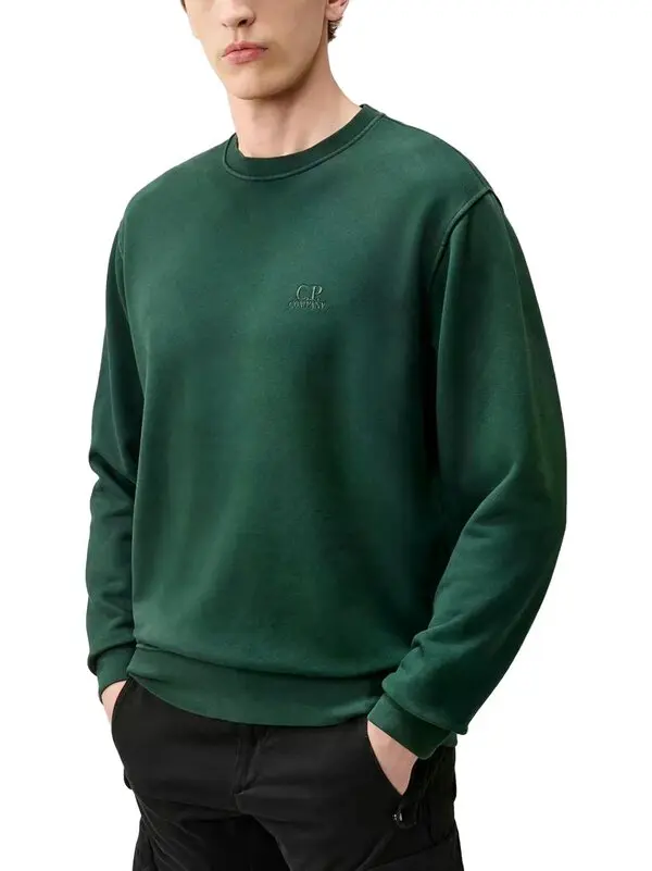 C.P. COMPANY Logo-embroidered Cotton Sweatshirt - Green