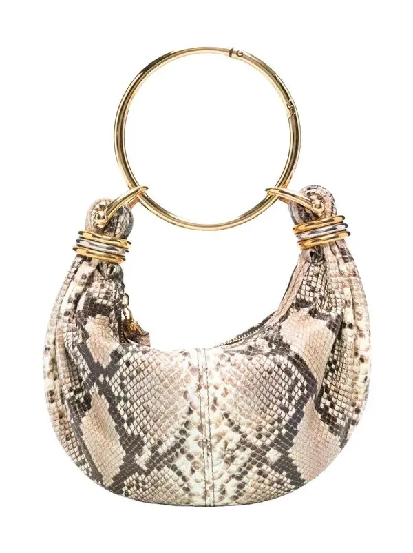Chloé Snakeskin Effect Ring Handle Clutch Bag - Neutrals