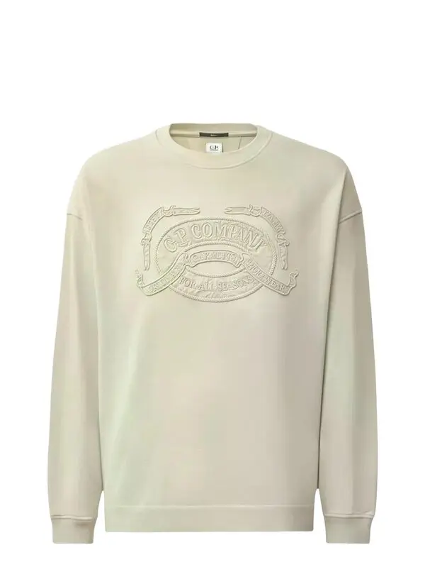 C.P. COMPANY Logo-embroidered Long-sleeve Sweatshirt - Neutrals