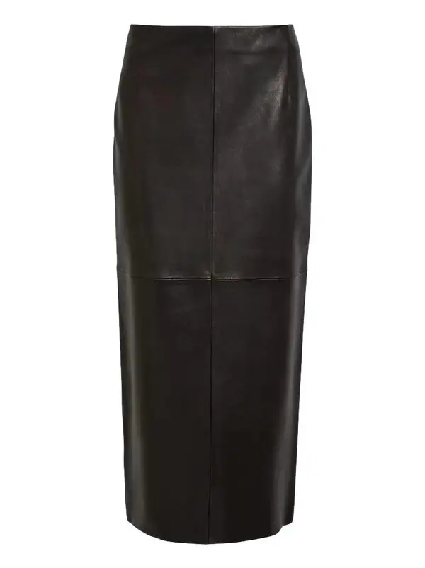 Nour Hammour Leather Panelled Midi Skirt - Black