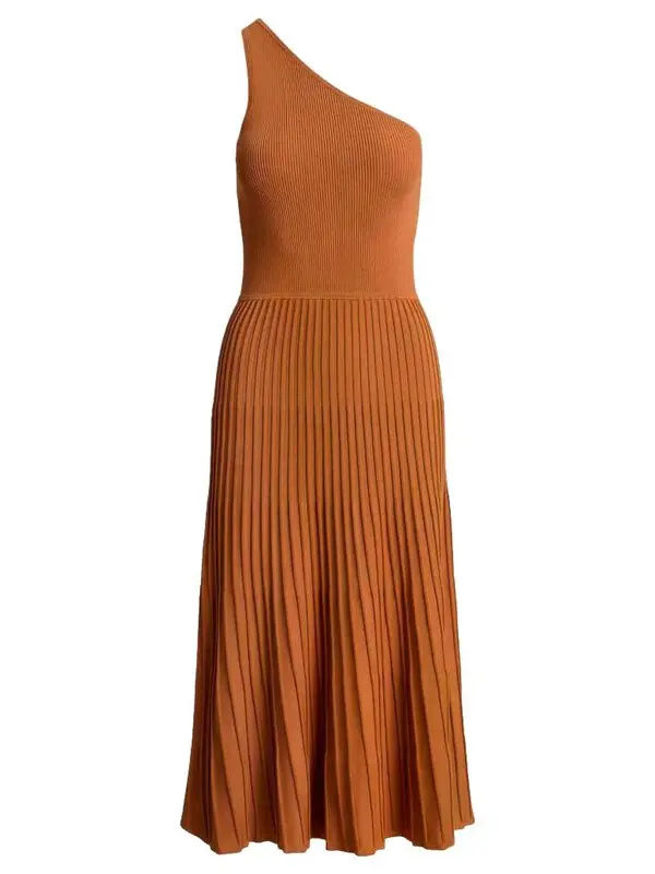 Ralph Lauren One-shoulder Ribbed Midi Dress - Brown