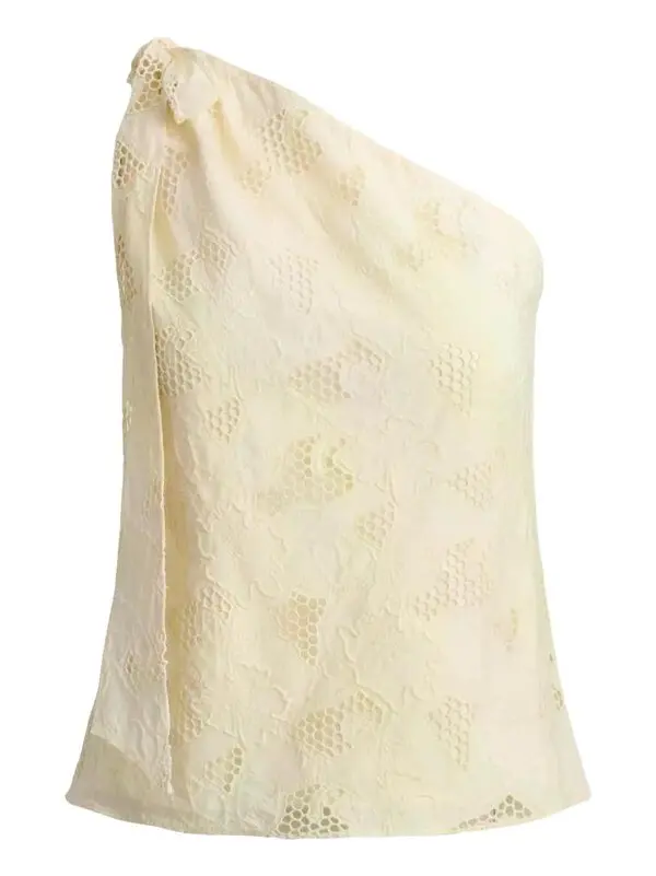 Ralph Lauren Cream Cotton Floral Eyelet One-shoulder Blouse - Neutrals