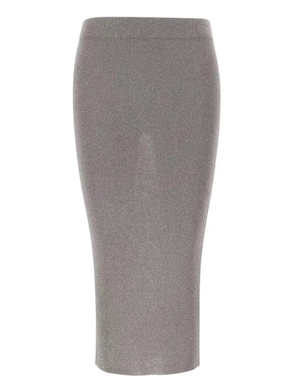 KANGRA Ribbed-knit Lurex-blend Midi Skirt - Grey