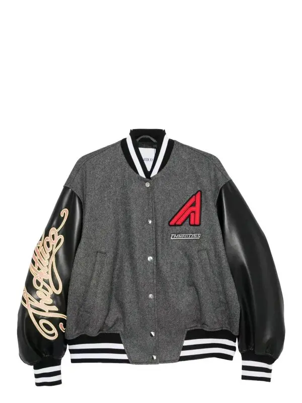 Attico Logo-patch Panelled Bomber Jacket - Grey