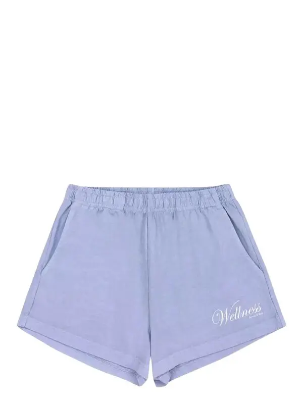 SPORTY & RICH Avenue Disco Logo-print Mini Shorts - Blue