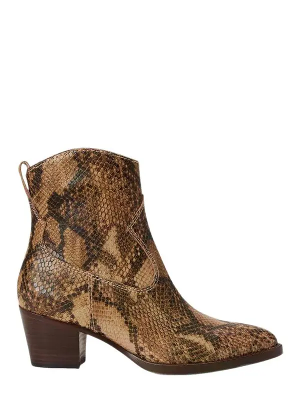 Ralph Lauren Python-embossed Leather Ankle Boots - Brown
