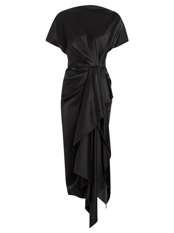 ROKSANDA Zoa Twisted-detail Ruffled Midi Dress - Black