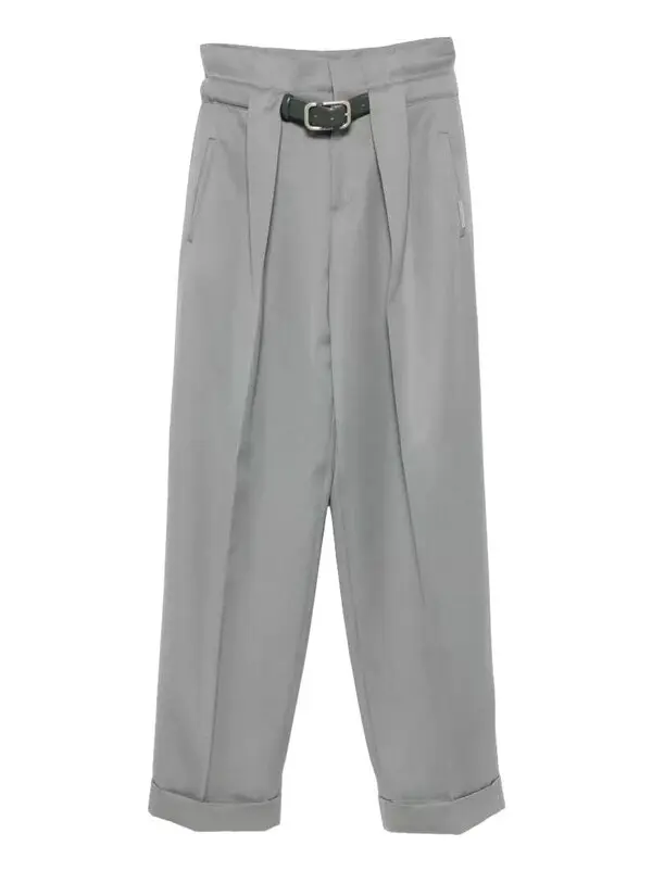 Attico Pleated Belted Trousers - Grey