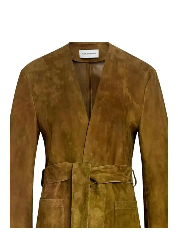 Nour Hammour Ruelle Belted Suede Coat - Brown