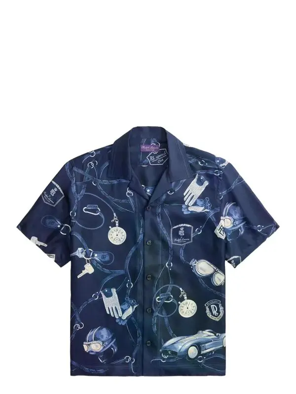 Ralph Lauren Purple Label Printed Silk Shirt - Blue