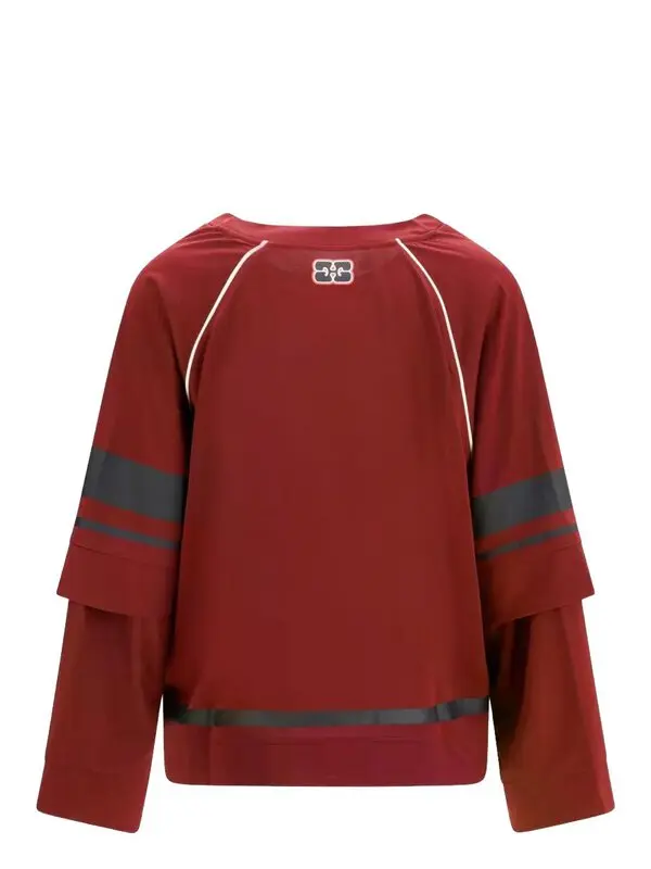 GANNI Double Layered T-shirt With Logo Print - Red