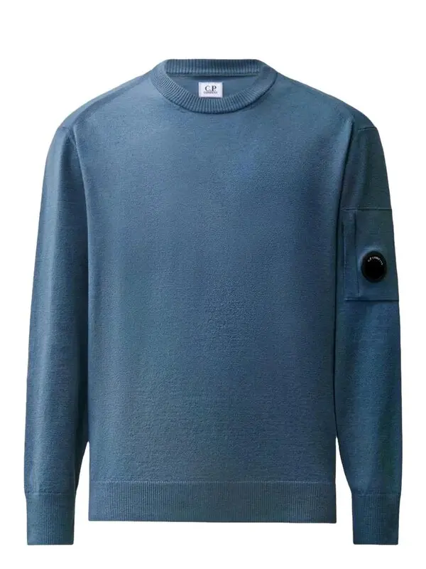 C.P. COMPANY Lens Detail Crew Neck Sweater - Blue