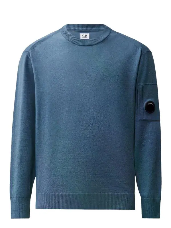 C.P. COMPANY Lens Detail Crew Neck Sweater - Blue