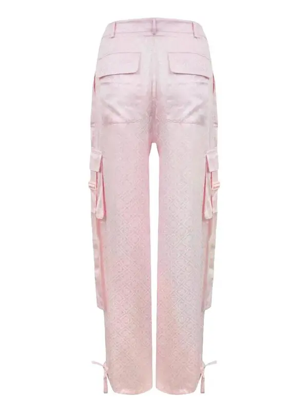 Casablanca Jacquard Pattern Satin Cargo Pants - Pink