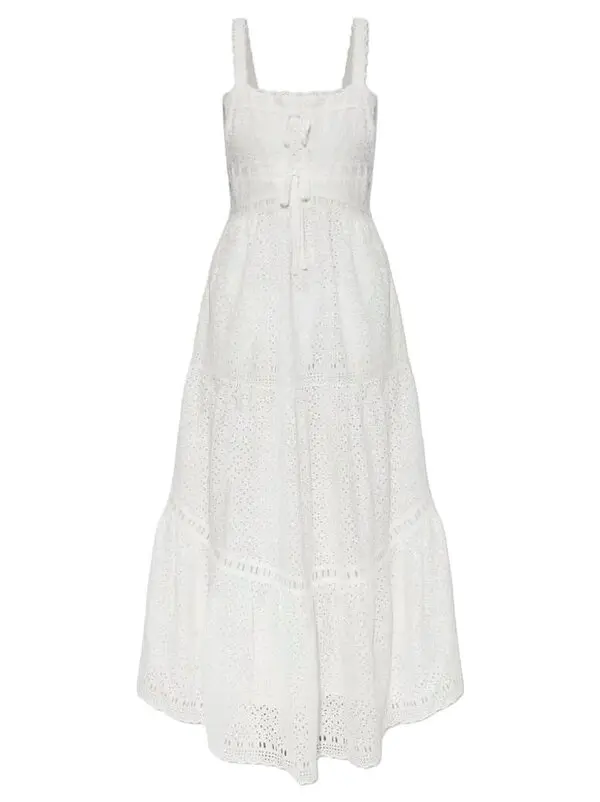 Ulla Johnson Broderie Anglaise Tiered Maxi Dress - White