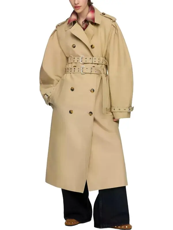 GANNI Double-belted Trench Coat - Neutrals