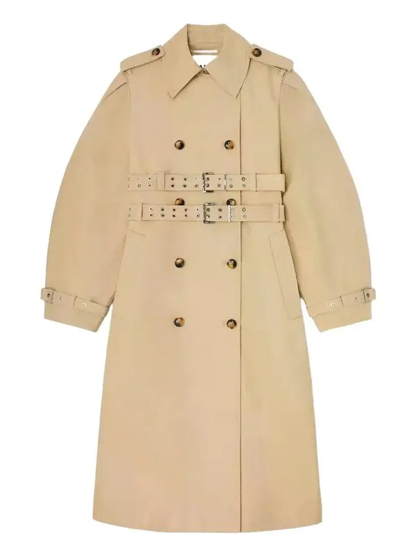 GANNI Double-belted Trench Coat - Neutrals