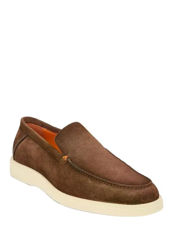 Santoni Suede Slip-on Loafers - Brown