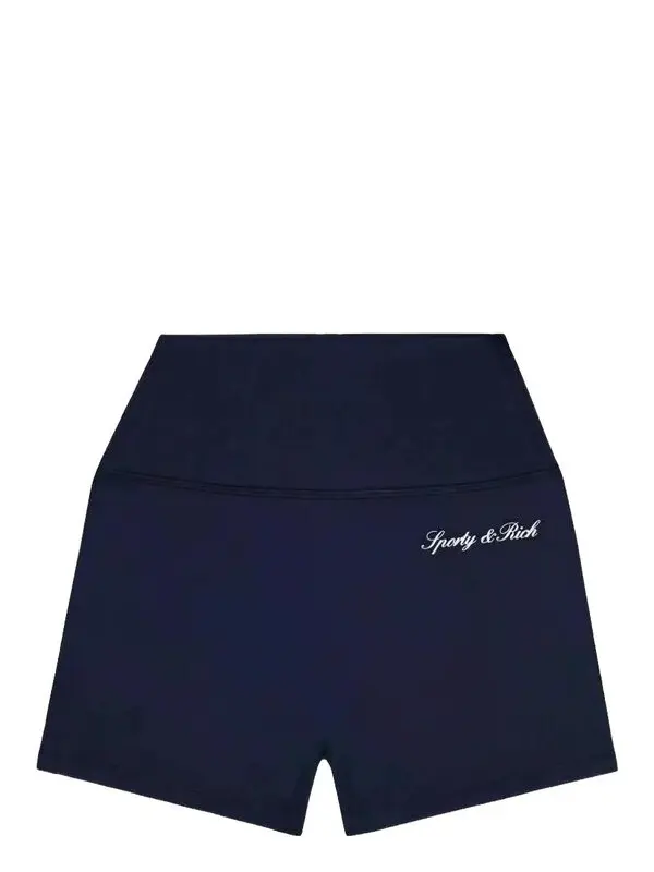 SPORTY & RICH Logo-print Mini Shorts - Blue