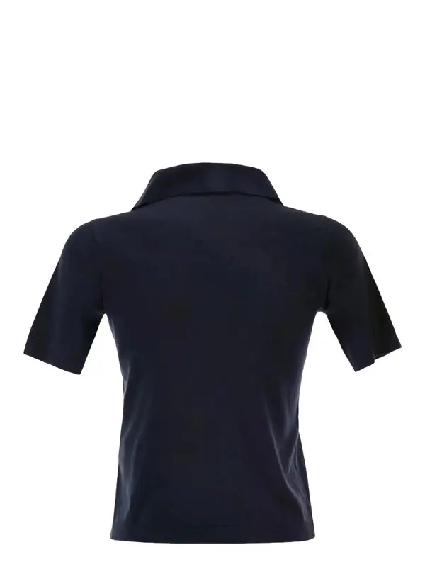 Max Mara Short Sleeve V-neck Knit Polo - Blue