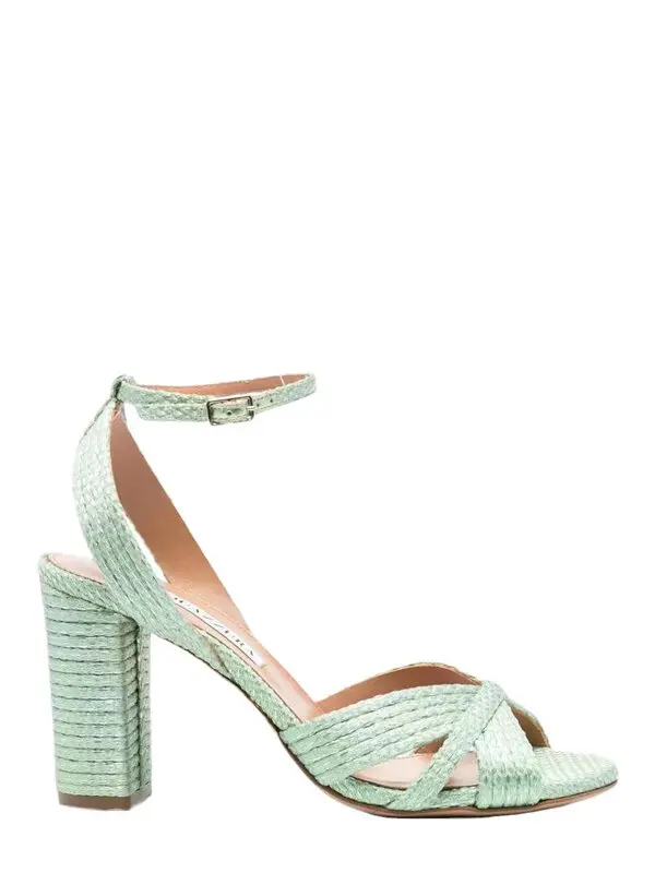 AQUAZZURA Criss-cross Block Heel Sandals - Green