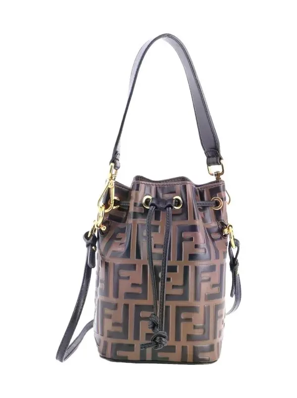 Fendi Mon Tresor Zucca Embossed Leather Mini Bucket Bag - Brown