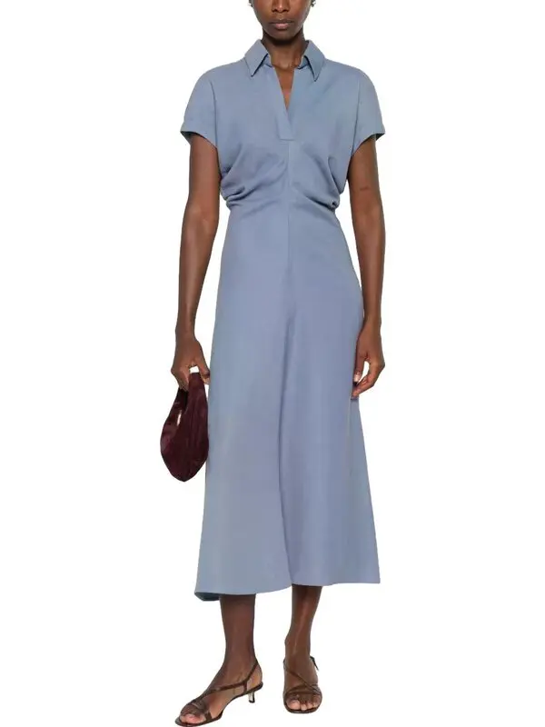 Brunello Cucinelli Gathered-waist Midi Dress - Blue