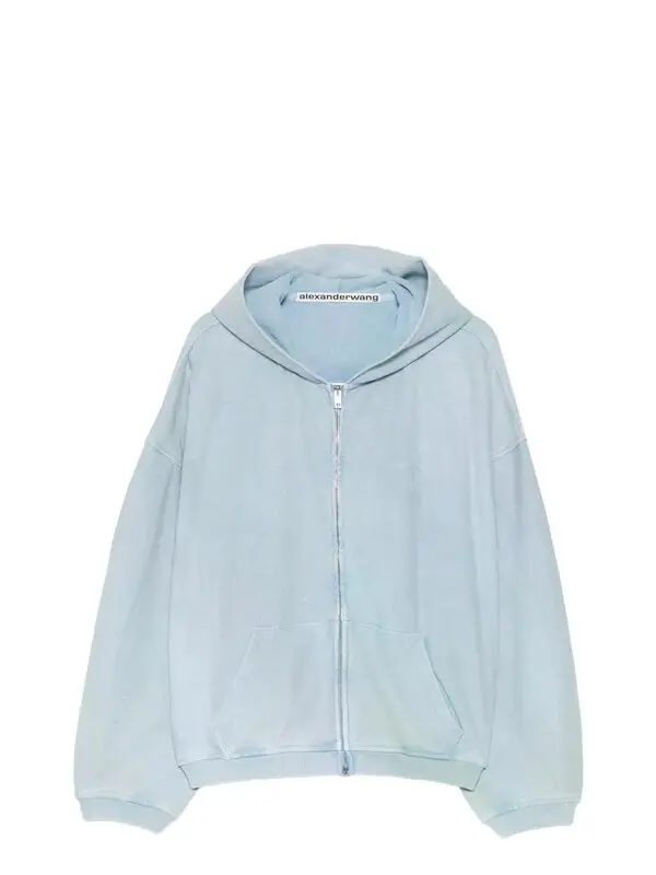 Alexander Wang Crystal Embellished Zip-up Hoodie - Blue