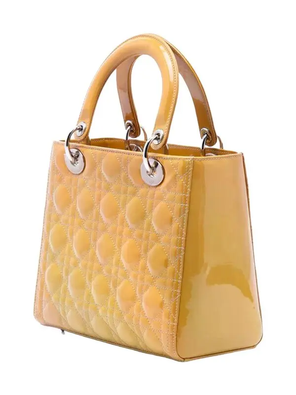Dior Patent Cannage Lady Satchel - Yellow
