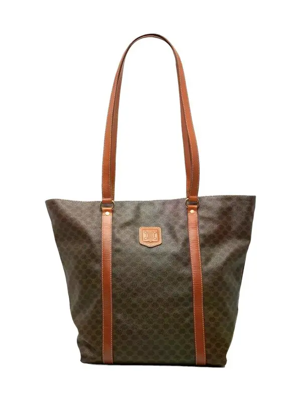 Celine 1998 Macadam Coated Canvas Tote Bag - Brown