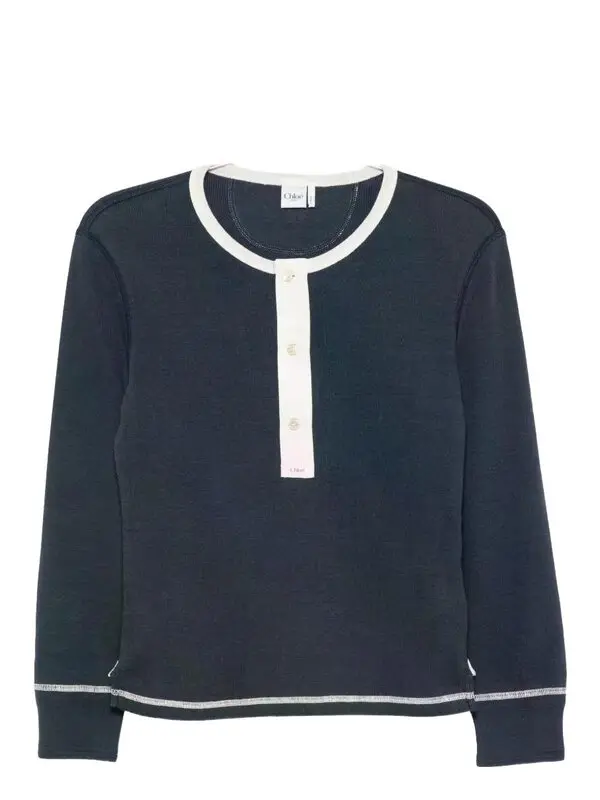 Chloé Button-placket Long-sleeve Top - Blue