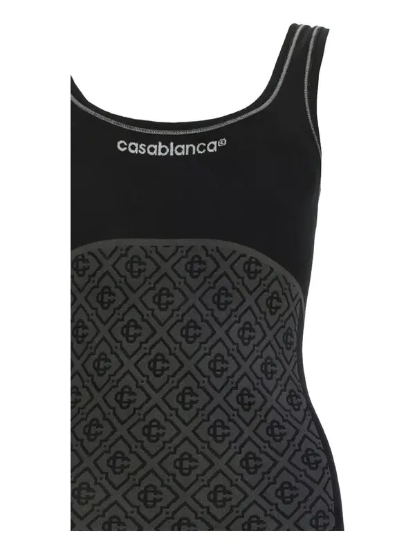 Casablanca Monogram Print Scoop Neck Mini Dress - Grey