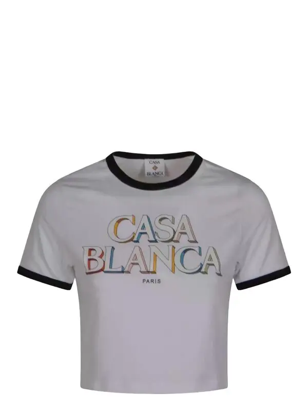 Casablanca Logo Print Cropped T-shirt - White
