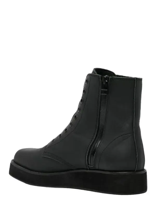 Yohji Yamamoto Mat Oil Leather Square Toe Zip Boots - Black