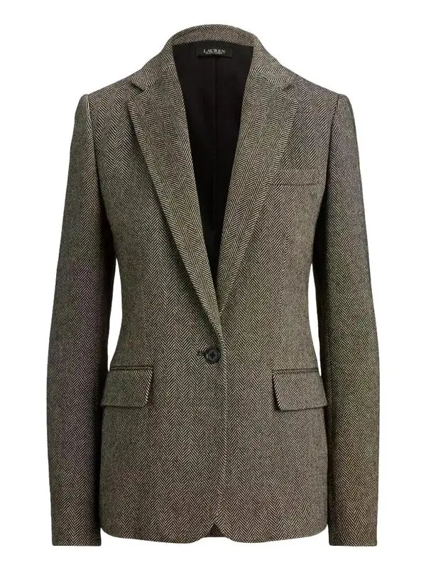 Ralph Lauren Single-button Herringbone Blazer - Black