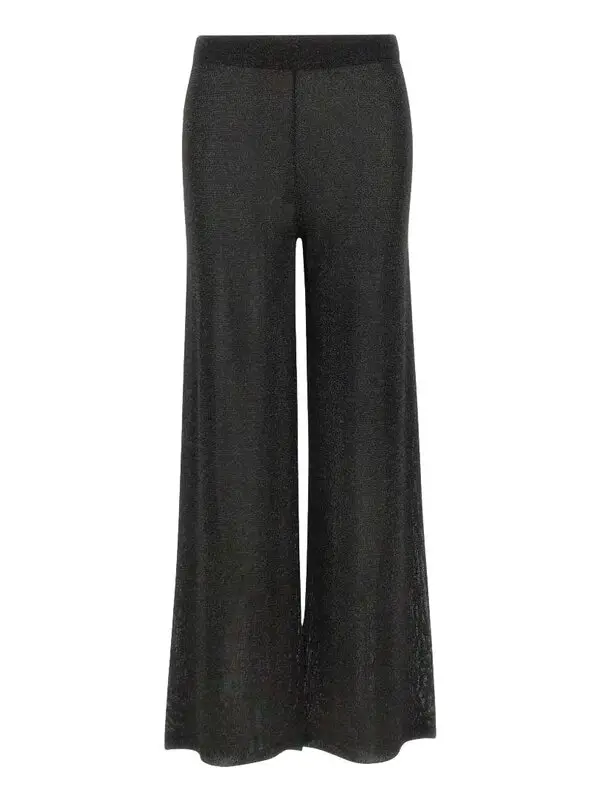 KANGRA Knit Palazzo Pants With Metallic Threading - Black