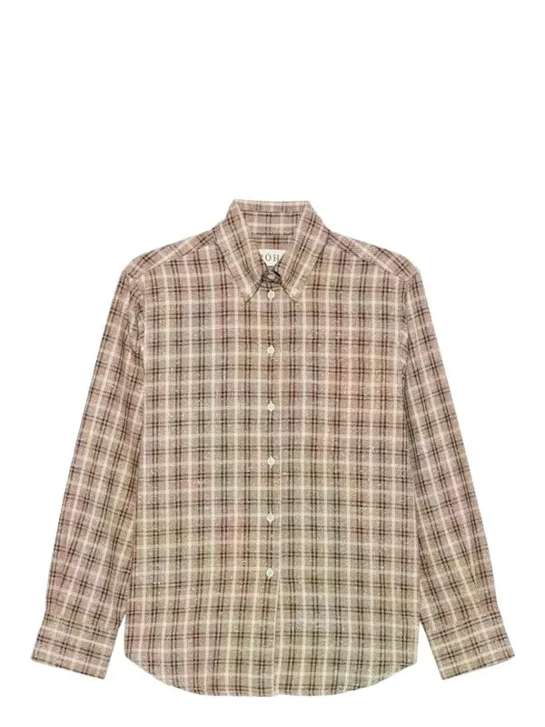 RÓHE Check Pattern Bouclé Shirt - Brown