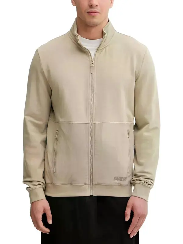 Guess Zip-up Panelled Sweater - Neutrals