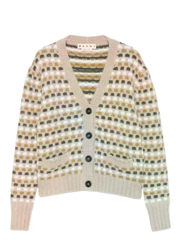 Marni Geometric Pattern V-neck Cardigan - Neutrals