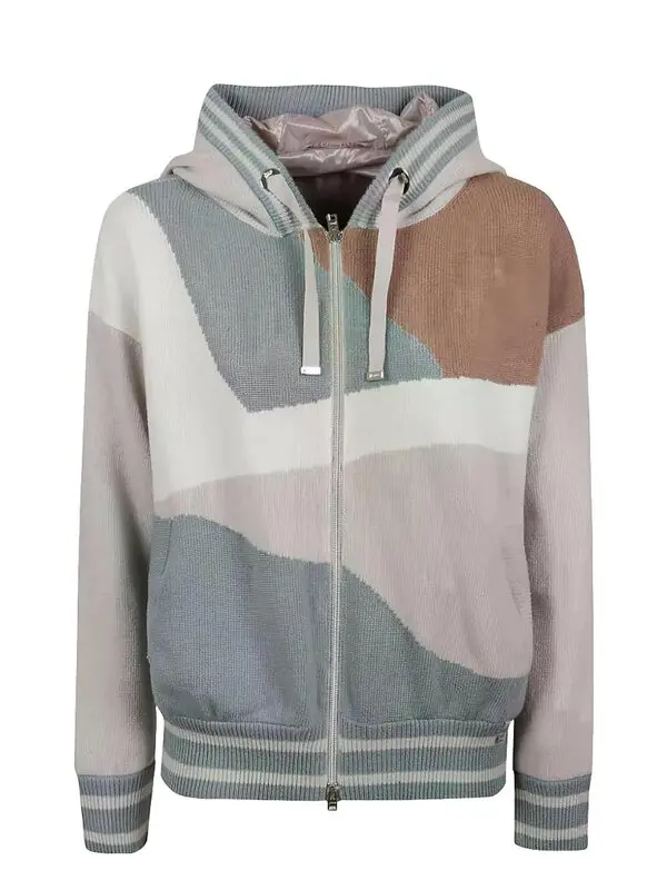 Herno Colour-block Knit Hooded Jacket - Neutrals