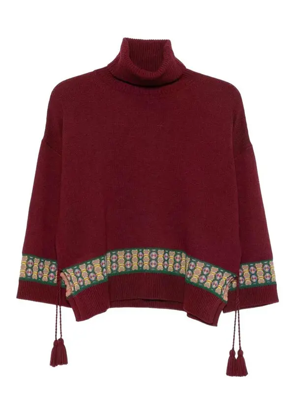 Etro Geometric Pattern Tassel Detail Sweater - Red