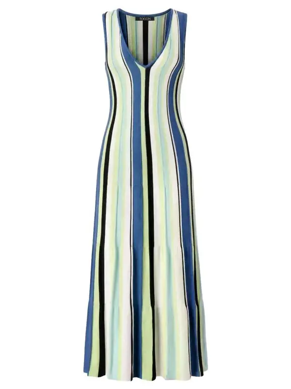 TOCCIN Fifi Striped Knit A-line Dress - Blue