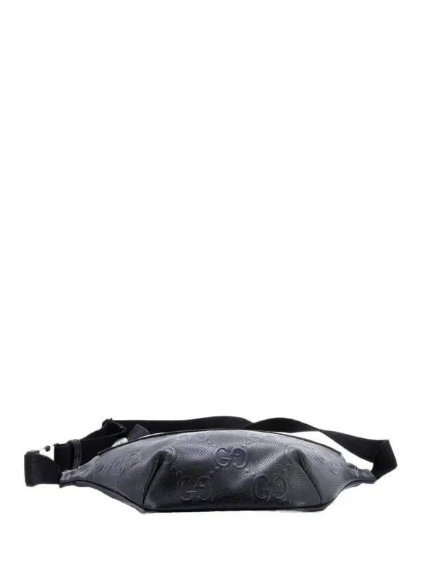 Gucci Gg Embossed Perforated Leather Belt Bag - Black