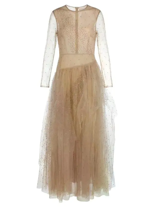 Valentino Garavani Embellished Tulle Maxi Dress - Neutrals