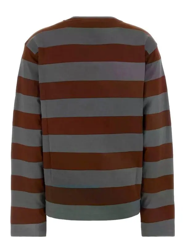 Miu Miu Striped Embroidered T-shirt - Brown